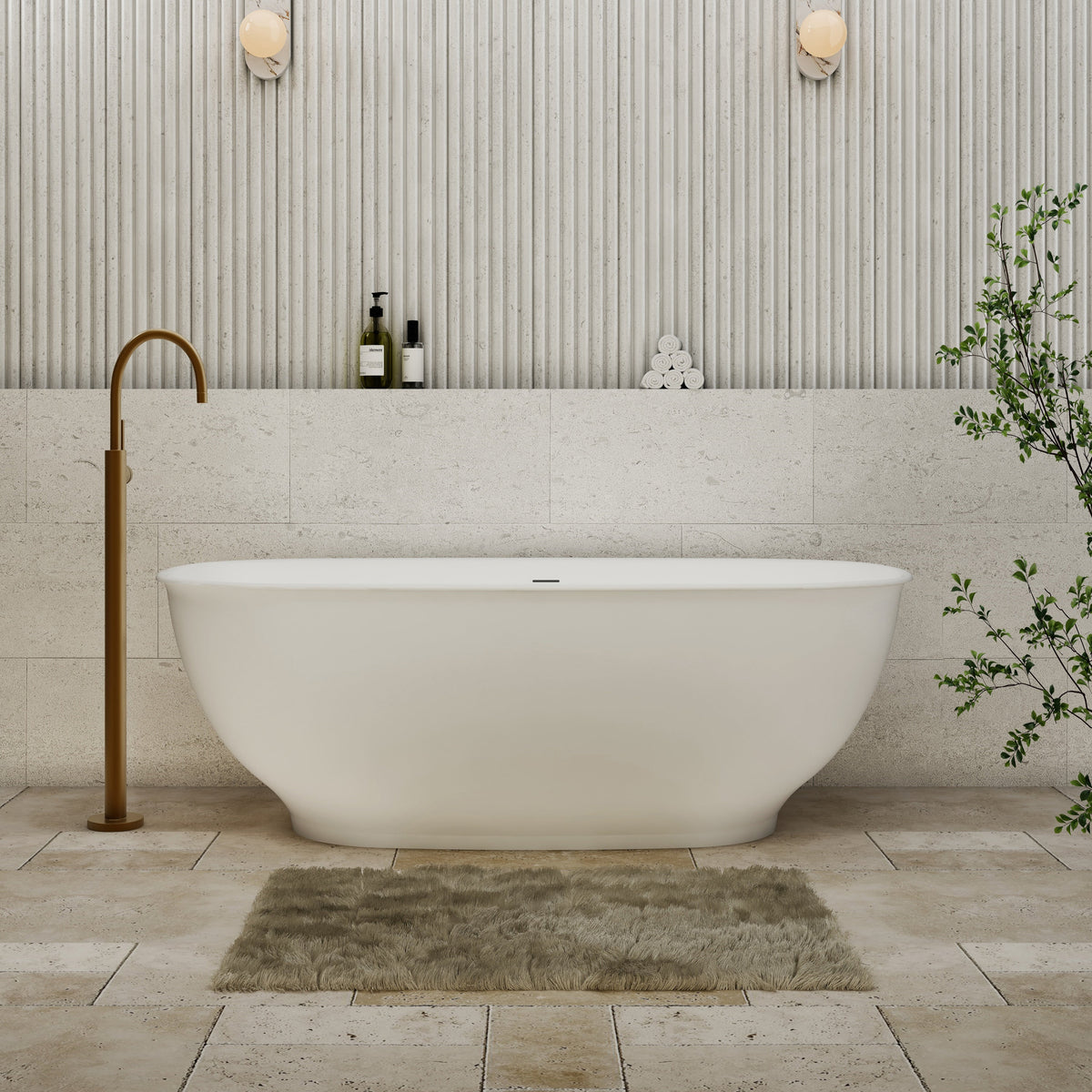 Hampton Freestanding Bath Matte White — Cassa Design